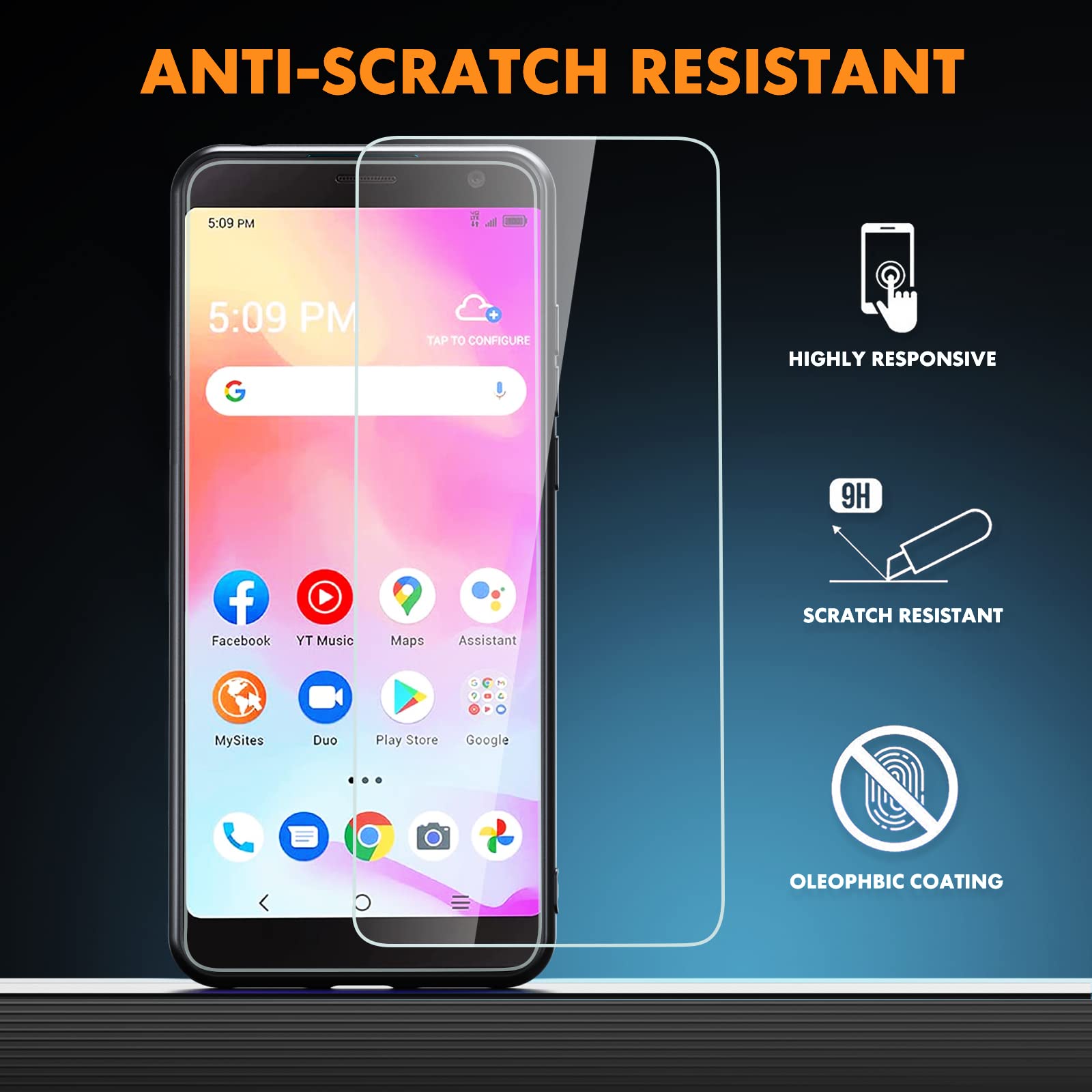 Oududianzi - Case for Alcatel TCL A3 A509DL/TCL A30 Phone Case, with 2 Pieces Screen Protector,Thin and Light Soft TPU Silicone Case, Shockproof Anti-Scratch Flexible Rubber Case-Black