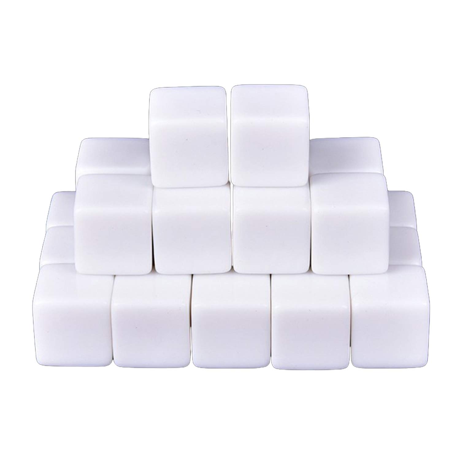 Nakimo 16MM Blank White Dice for Board Games, DIY, Fun, and Teaching, Pack of 48