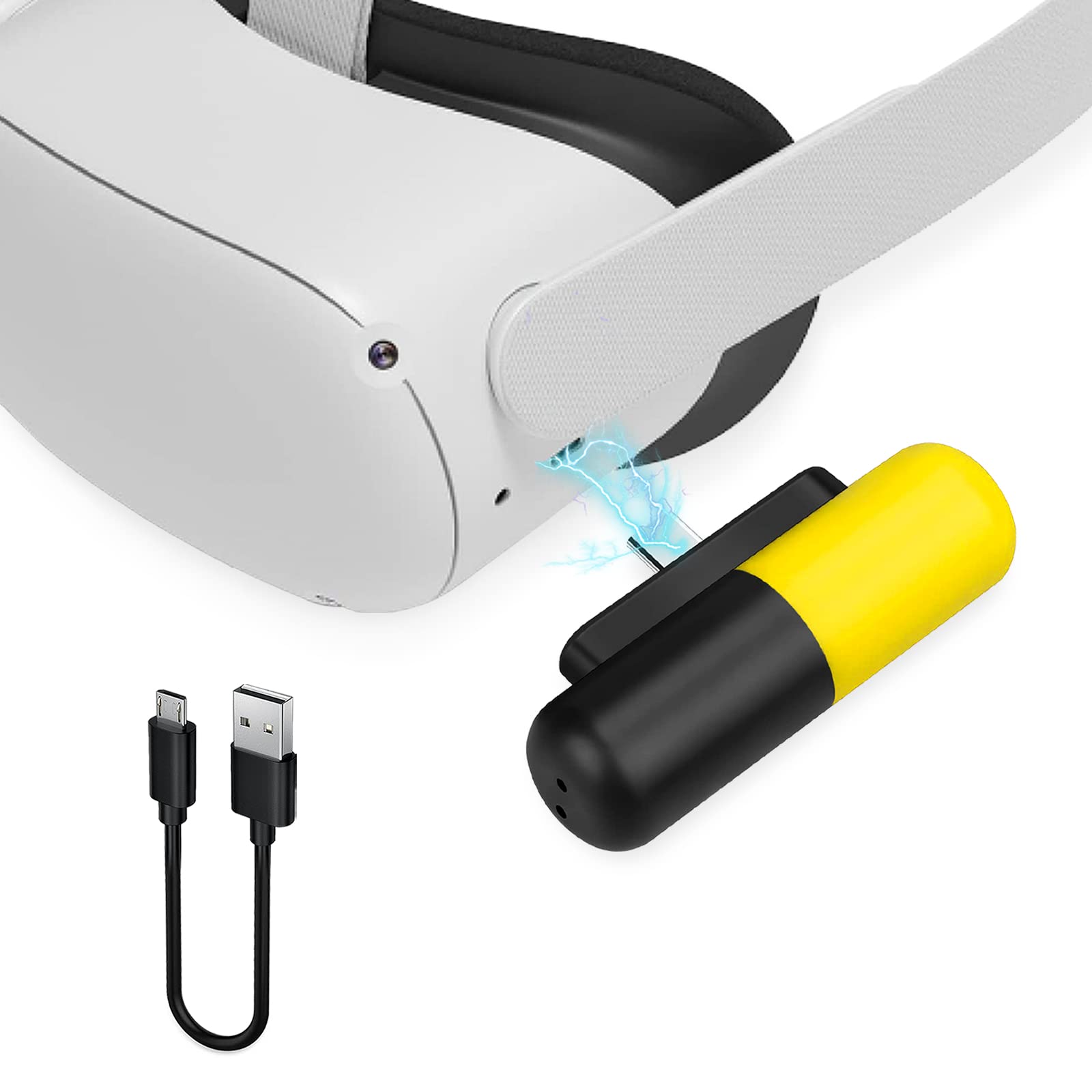 Ultra Lightweight Battery Pack for Oculus Quest 2 VR, 3300mAh Portable Capsule Charger Oculus Quest Accessory Compatible with Oculus Elite Strap Built in USB-C Connector, No Power Cord Interference