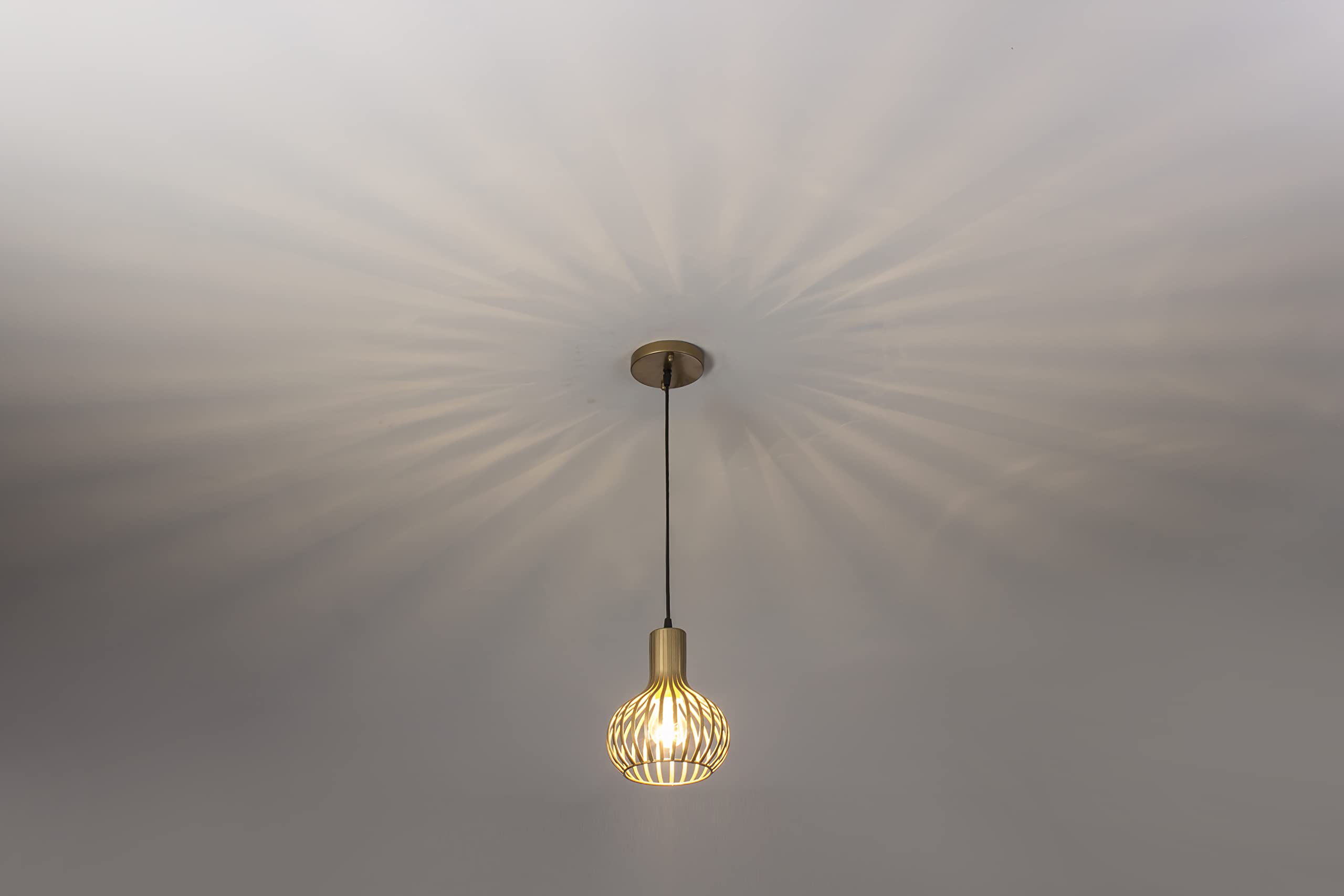 POPILION Gold Pendant Light Fixtures,Hanging Pendant Light with Metal Cage Shade for Kitchen Island,Bar,Living Room Dinning Room E26