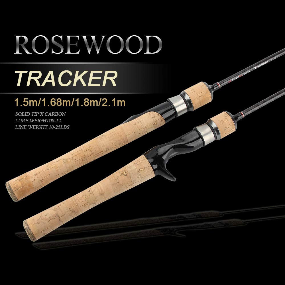 Rosewood Ultralight Spinning/Casting Rod Cork Handle Fishing Rods Sensitive Solid Tip for Crappie, Trout, Panfish, Ultra-Light, 5-Feet 5.5-Feet 6-Feet (Spinning Rod, 2.1)