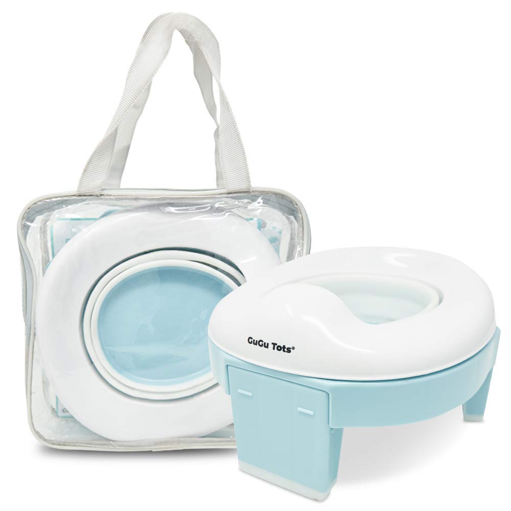 Portable Potty and Training Seat with Free Travel Bag for Toddlers (Sky Blue) by GuGu Tots