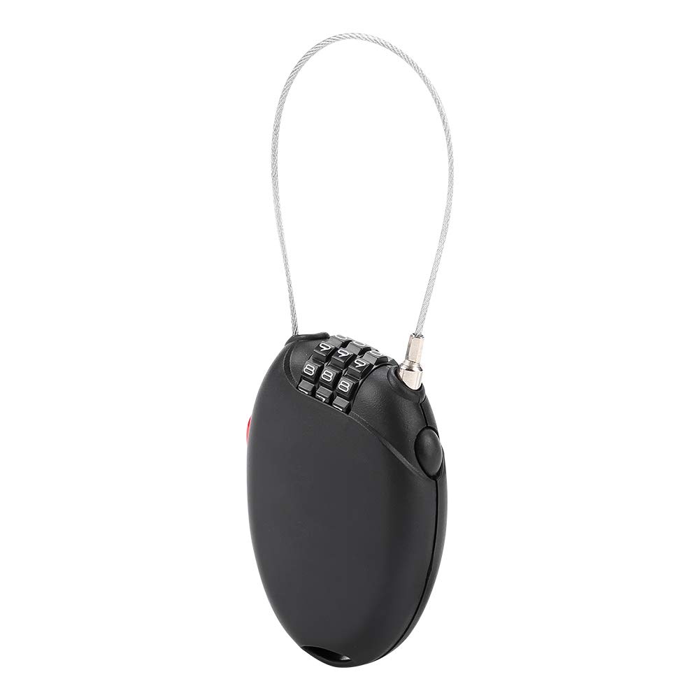 Ruining Portable Bicycle Lock, Black Bicycle Code Lock, Steel+Plastic for Bicycle Motor Bike