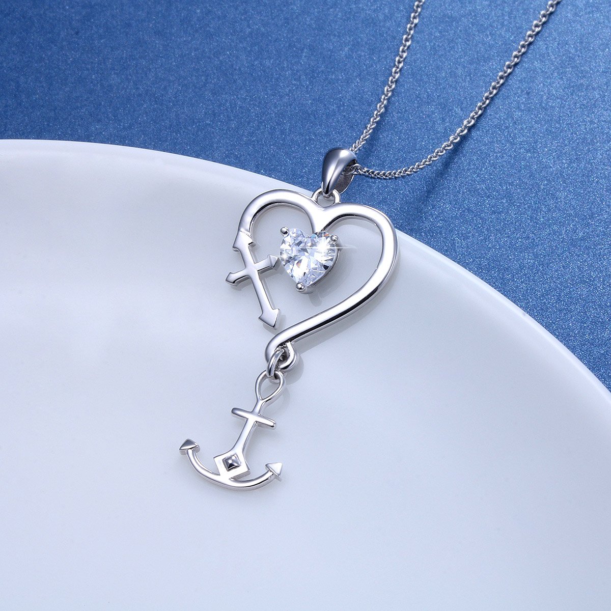S925 Sterling Silver Faith Hope Love Heart Cross Anchor Adjustable Ring