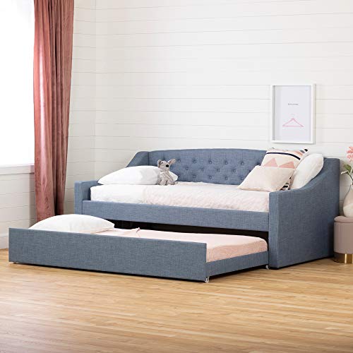 South Shore Tiara Upholstered Daybed with Trundle, Twin, Blue