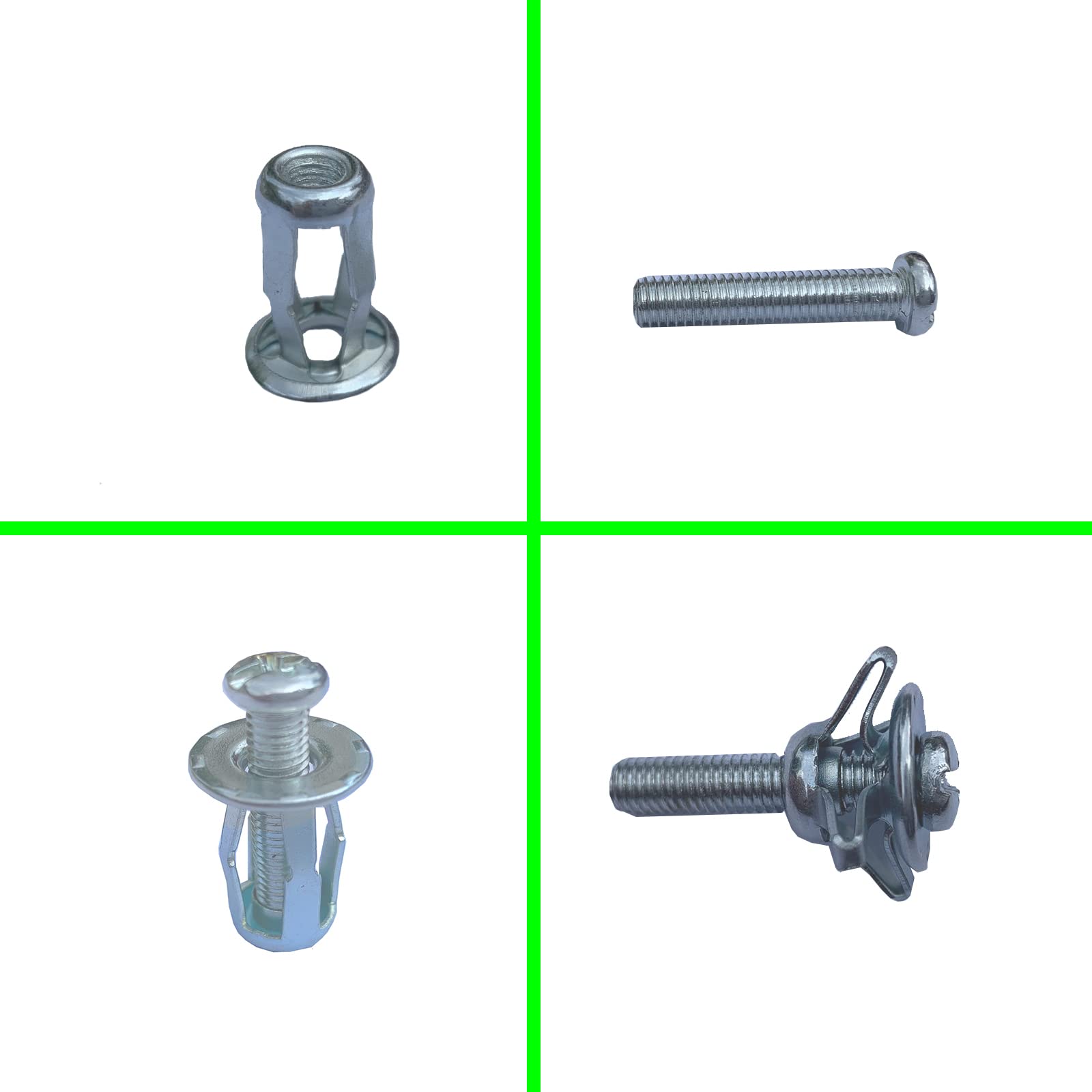 XUERZAT 15 Pieces M5×25 Jack Nut, Petal Nut, Expansion Nut, Thinning Fixing Pin, with Screw for Assembling Hollow Wall Iron Wire Thin Soft Wall (M5*25)