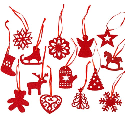 Naler 36 Pieces Christmas Felt Ornament Set - Includes Reindeer, Snowflake, Angel, Glove - Cute Hanging Ornaments for Christmas Tree Decorations
