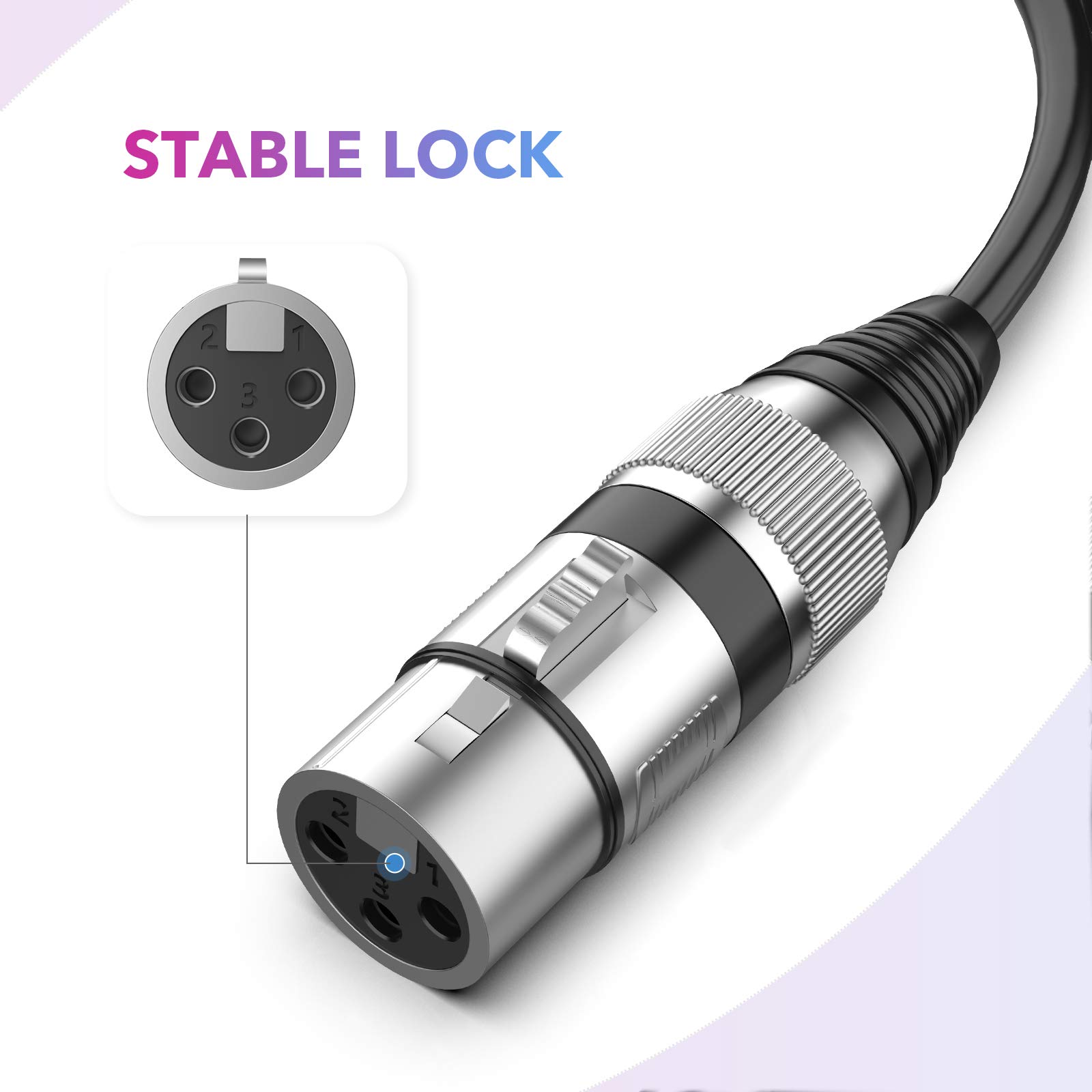 Sovvid 10FT XLR Female to 1/4 inch 6.35mm TS Mono Jack Unbalanced Microphone Cable Cord Wire, Quarter inch TS Female Mic Cord for Dynamic Microphone