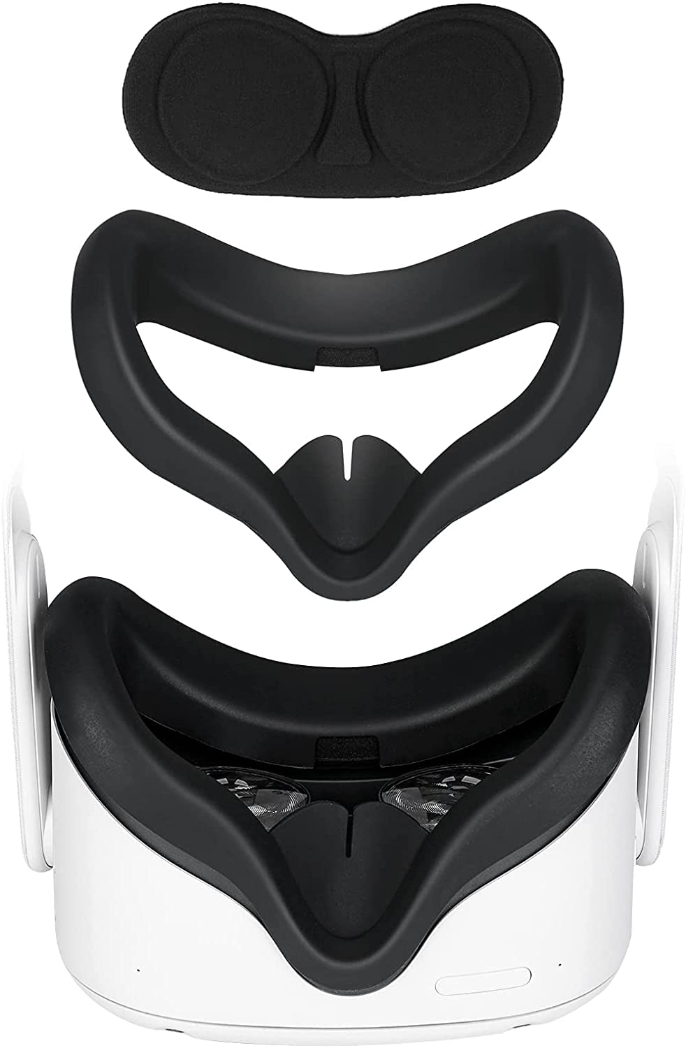 VR Silicone Face Cover, Face Mask for Oculus Quest 2 Headset Accessories, Keep Original Stock Facial Interface Clean, Dry, Soft & Lightproof, Bundled with Lens Protection Cover