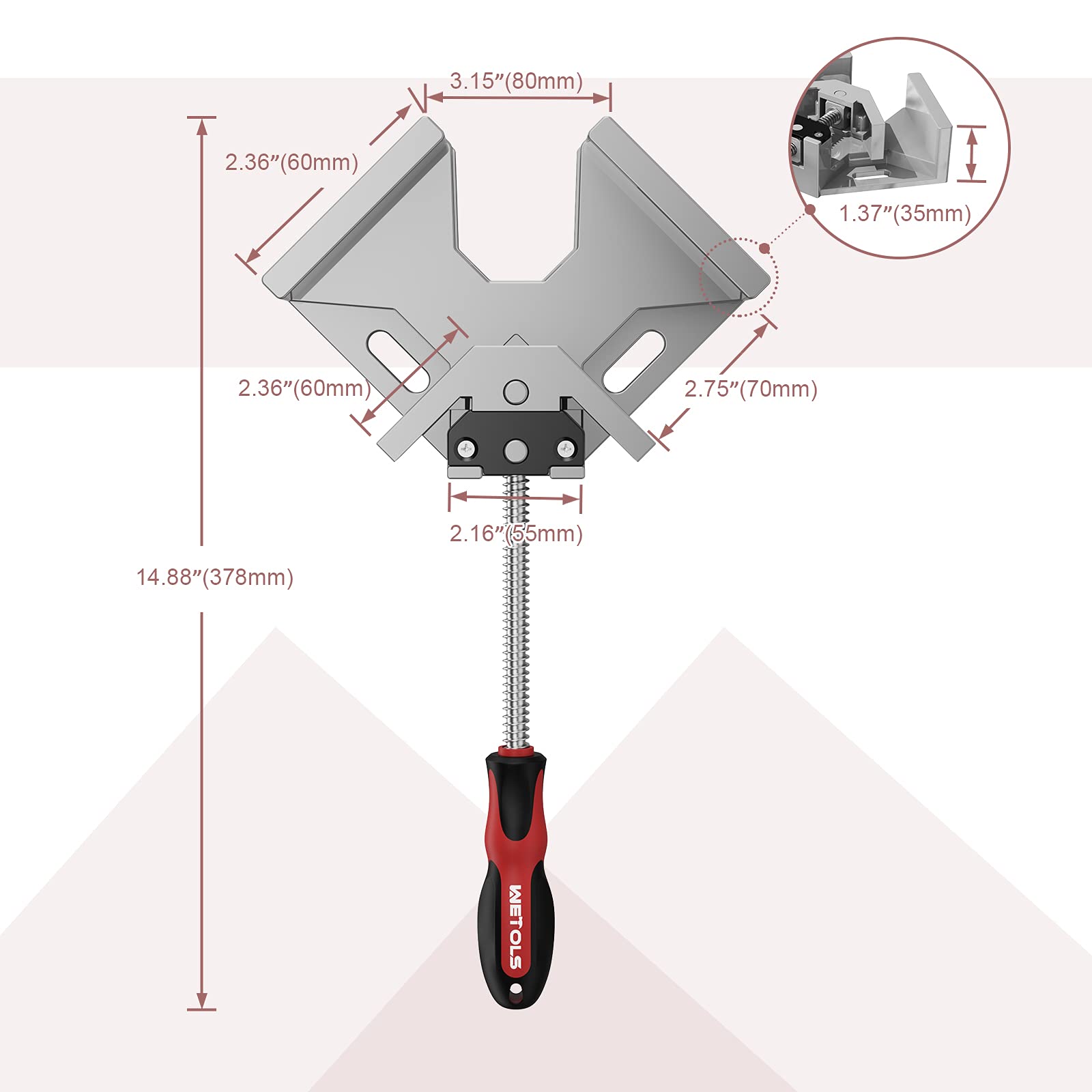 WETOLS Corner Clamp 2pcs 90 Degree Right Angle Clamp with Adjustable Aluminum Alloy Swing Jaw, Single Handle Clamps for Woodworking, Photo Framing, Gifts for Men Dad