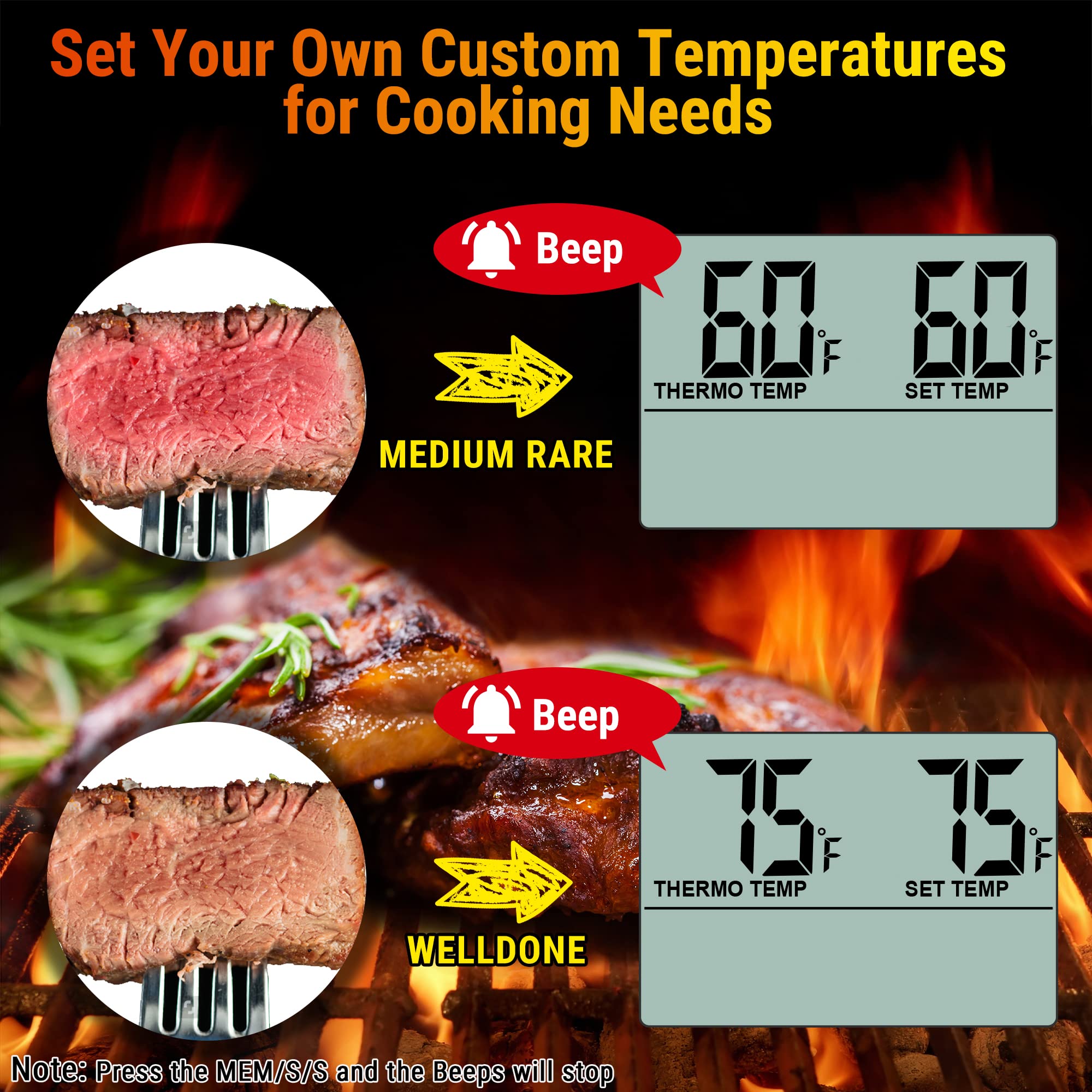 ThermoPro TP-16 Large LCD Digital Cooking Food Meat Smoker Oven Kitche+ ThermoPro TP420 Two-in-One Infrared Thermometer with Meat Probe, Instant Read Digital Meat Thermometer for Cooking