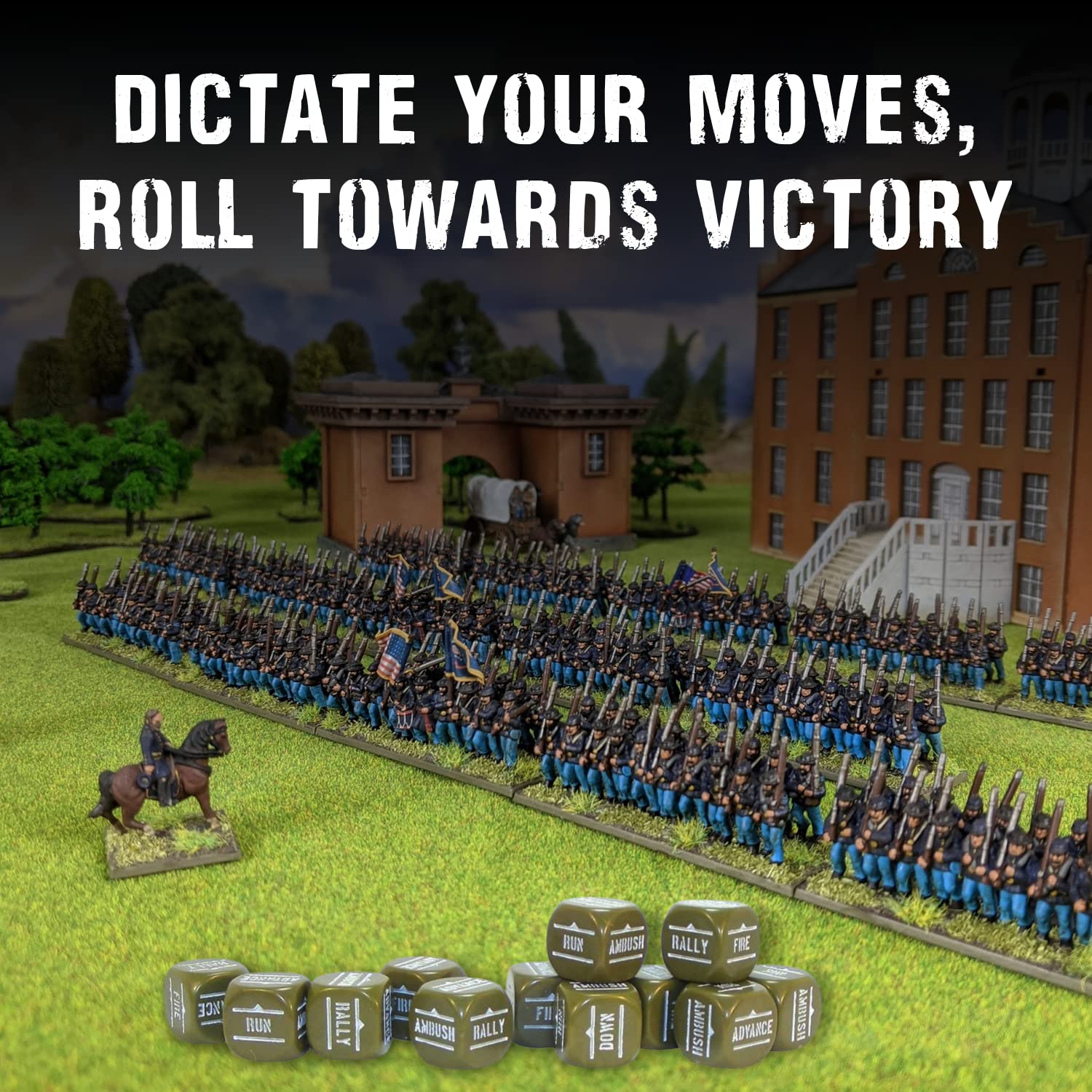 Wargames Delivered β Bolt Action Dice Orders D6 pack of 12 with Olive Drab Color and Actions Inscribed with White β Miniature Wargame Dice by Warlord Games (Olive Drab)