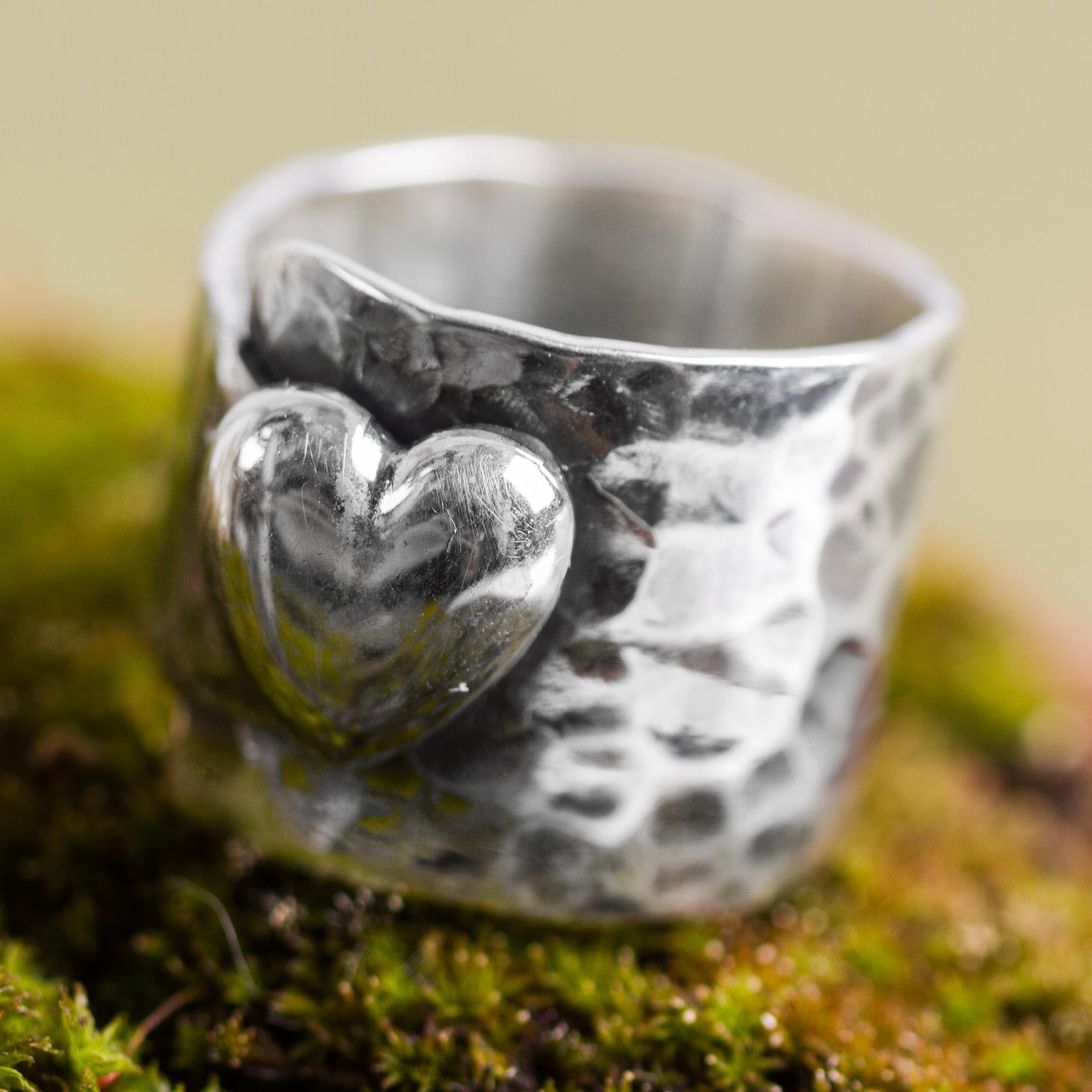 NOVICA Artisan Handcrafted .925 Sterling Silver Cocktail Ring Heart Theme Andean Peru Romantic 'Heartfelt Hug'