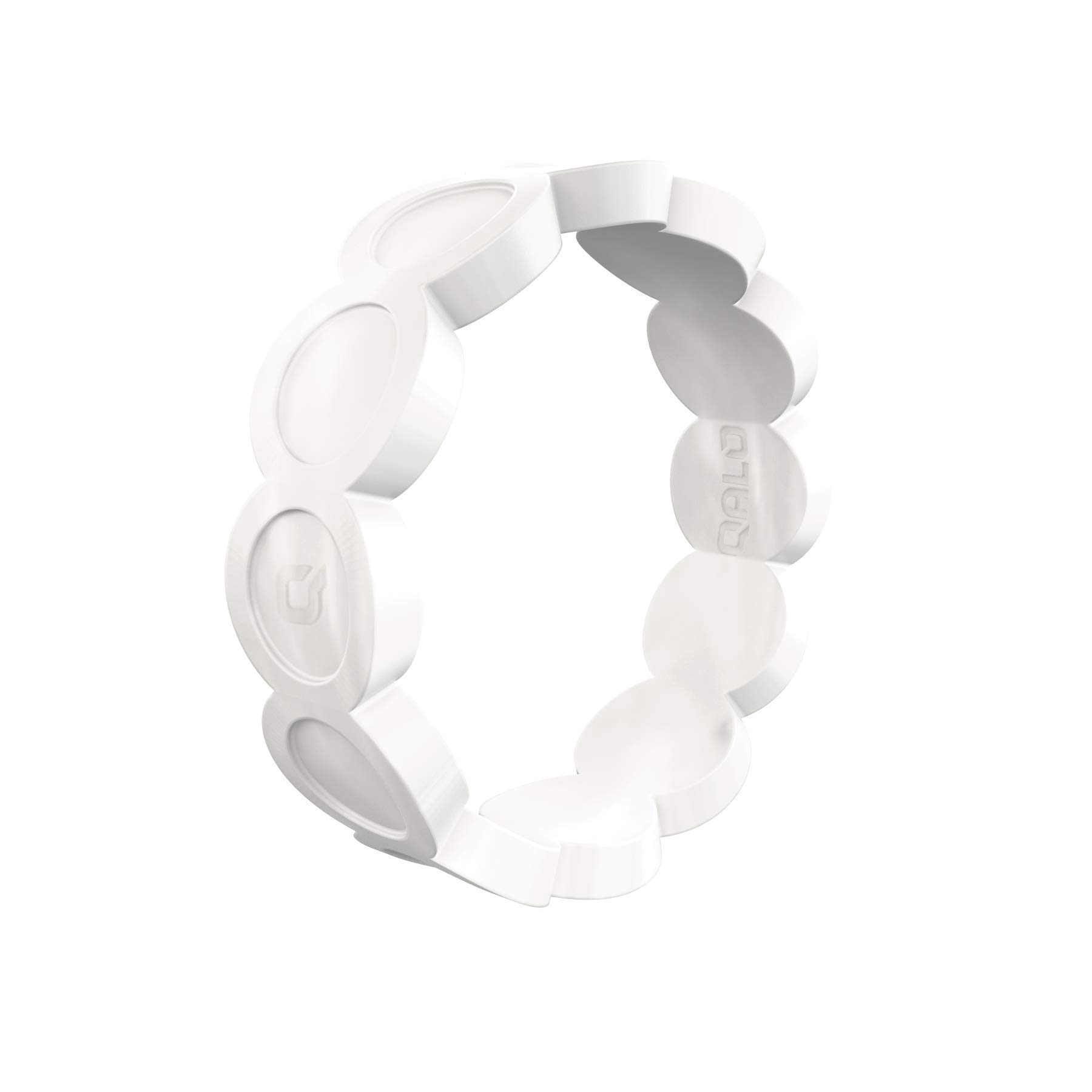 QALO Women's Rubber Silicone Ring, Scallop Rubber Wedding Band, Breathable, Durable Engagement Silicone Ring, 6mm Wide 2mm Thick, Pearl, Size 7