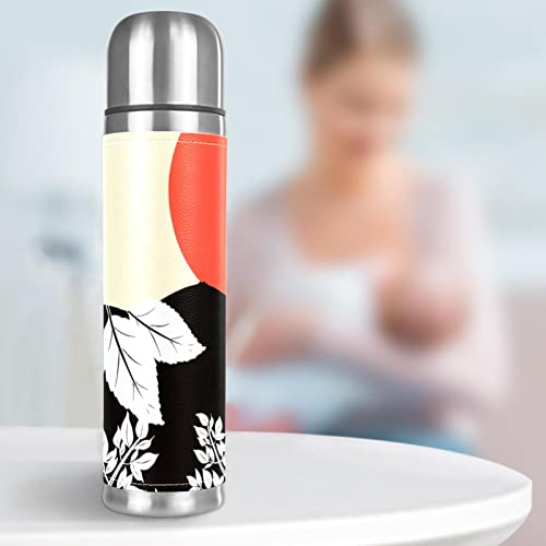 Stainless Steel Leather Vacuum Insulated Mug Bear Thermos Water Bottle for Hot and Cold Drinks Kids Adults 16 Oz