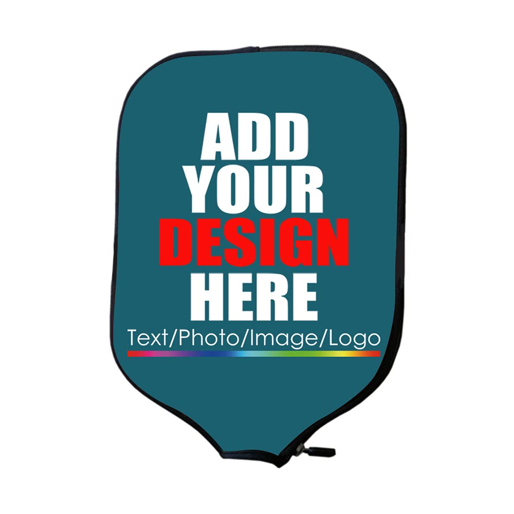 VROSELV Custom Pickleball Paddle Cover Personalized Racquets Cover Sleeve Add Your Image Photo Logo Fits Most Rackets 8.26"x11.62" Blue Green