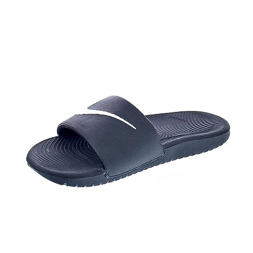 Nike Girls Kawa Slide (GS/PS) Athletic Sandal, Black/White, 5 Little Kid
