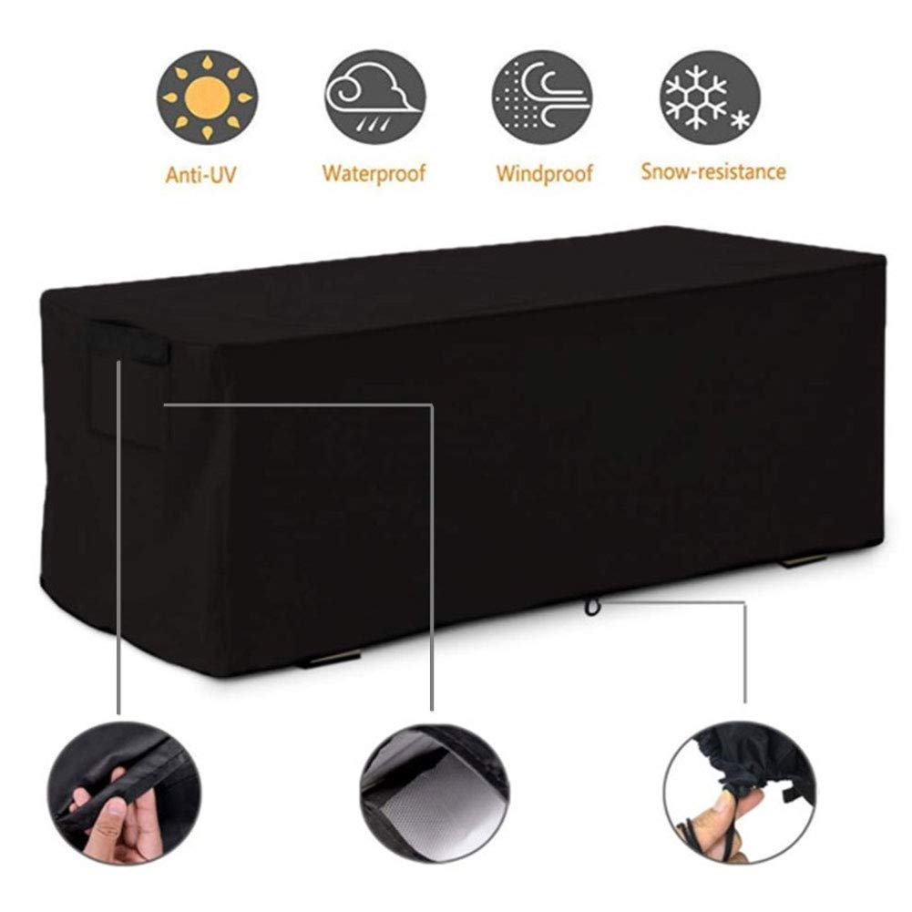 Outdoor Deck Box Cover, Garden UV Storage Box Protective Cover, Storage Box Protector without Box 48.4 x 21.7 x 24.4 Inch (Black)
