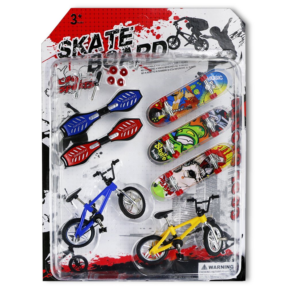 Oruuum Mini Finger Sports Skateboards/Bikes/Swing Boards, Mini Fingerboards Finger Mountain Bicycles with Endoluminal Metallic Stents Matte Surface (7 Packs)