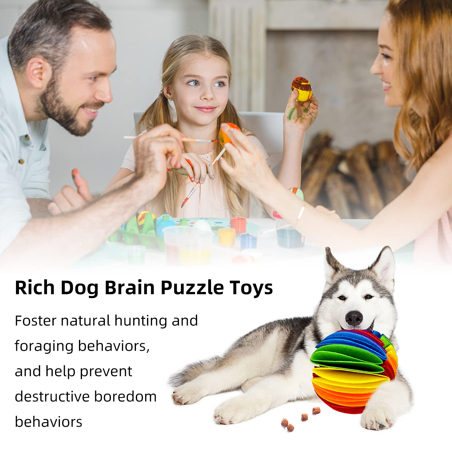 Snuffle Mat Interactive Dog Toys Ball Dog Brain Mental Stimulating Puzzle Toys for Dogs Enrichment Game Feeding Mat for Stress Relief Portable Machine Washable
