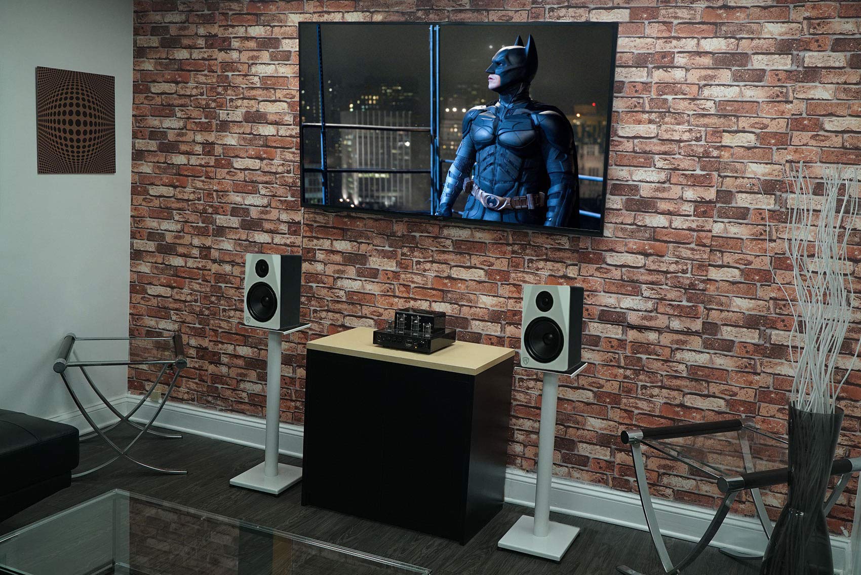 ROCKVILLE Pair RS29W 29" Steel Bookshelf Speaker/Studio Monitor Stands-White V2