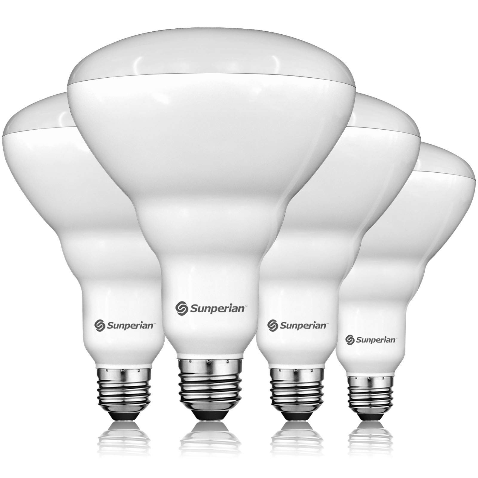 SUNPERIAN BR40 LED Light Bulbs, 13W=85W, 3500K Natural White, 1400 Lumens, Dimmable Flood Light Bulbs for Recessed Cans, Enclosed Fixture Rated, Damp Rated, UL Listed, E26 Standard Base (4 Pack)
