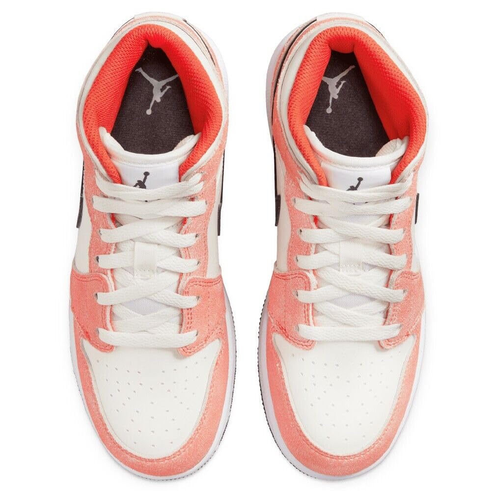 Nike Juniors Air Jordan 1 MID SE (GS), Team Orange/Black-Sail-White, Size 4 Big Kid