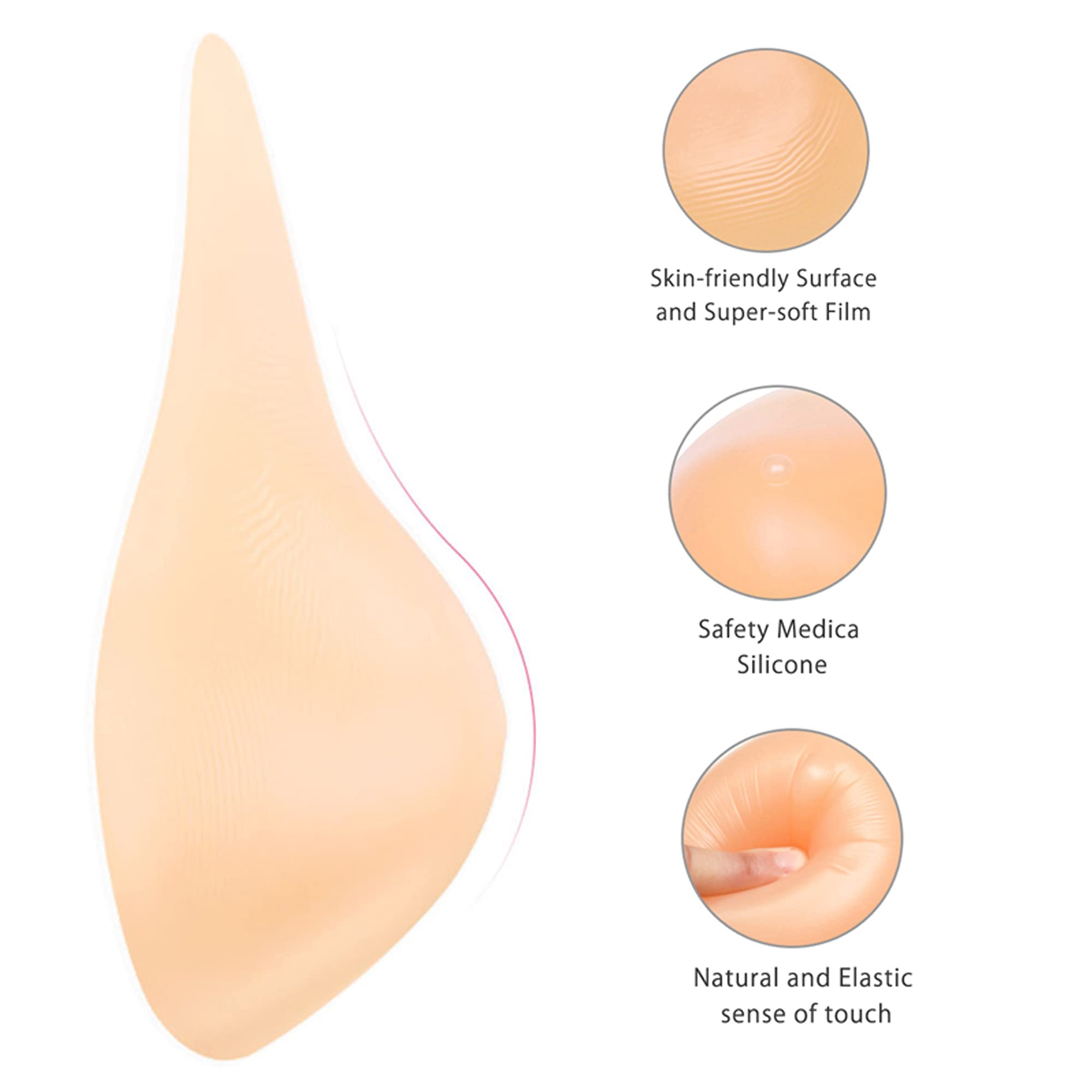 OMMITO Silicone Breast Form Mastectomy Prosthesis Bra Insert Pad Enhancer Crossdresser Transgender 1 Piece Right 210g