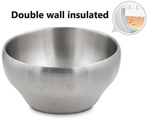 Stainless Steel Double-wall Vacuum Insulated Bowl, 24 oz, Perfect bowls for serving ice cream, hot soup, or queso (1 Pack, Black)
