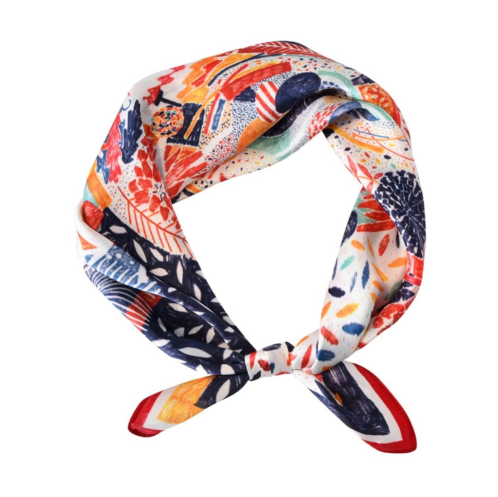 XWWDP Spring and Autumn Thin Silk Small Square Scarf Women's Small Neck Scarf Silk Scarf (Color : A, Size : One Size)
