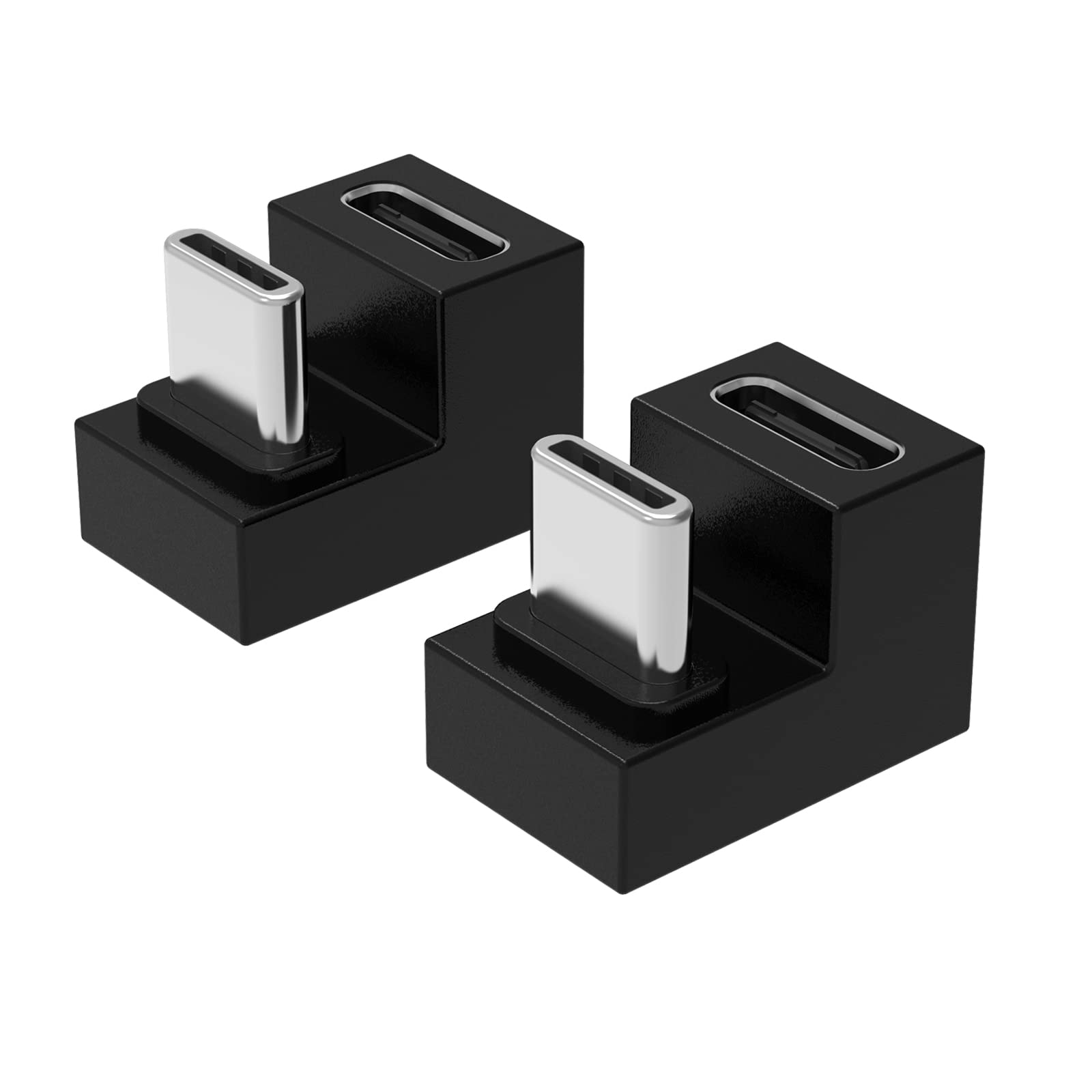 Zeilala 2PACK U-Shape USB Type-C to USB Type-C Extender Adapter Connector Converter Transfer 4K Video, 10Gbps Data Transfer & Charging for All USB C Phone, Laptop and Tablets. (Black)