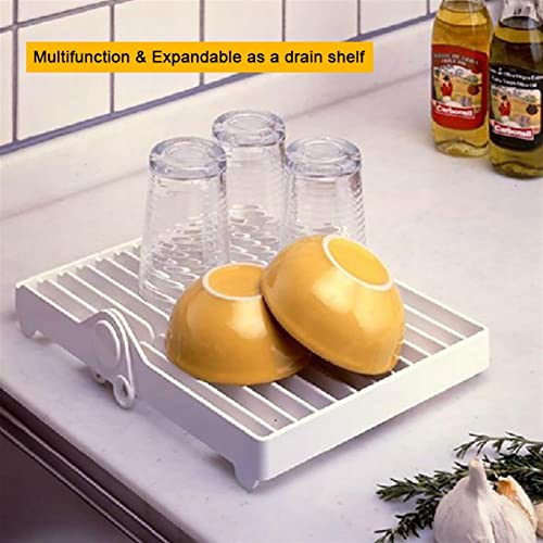 OUSHOP Dish Rack Foldable Dish Plate Drying Rack Kitchen Organizer Plastic Storage Holder Cooking Dish Pan Stand Kitchen Dish Bowl Drainer Holder