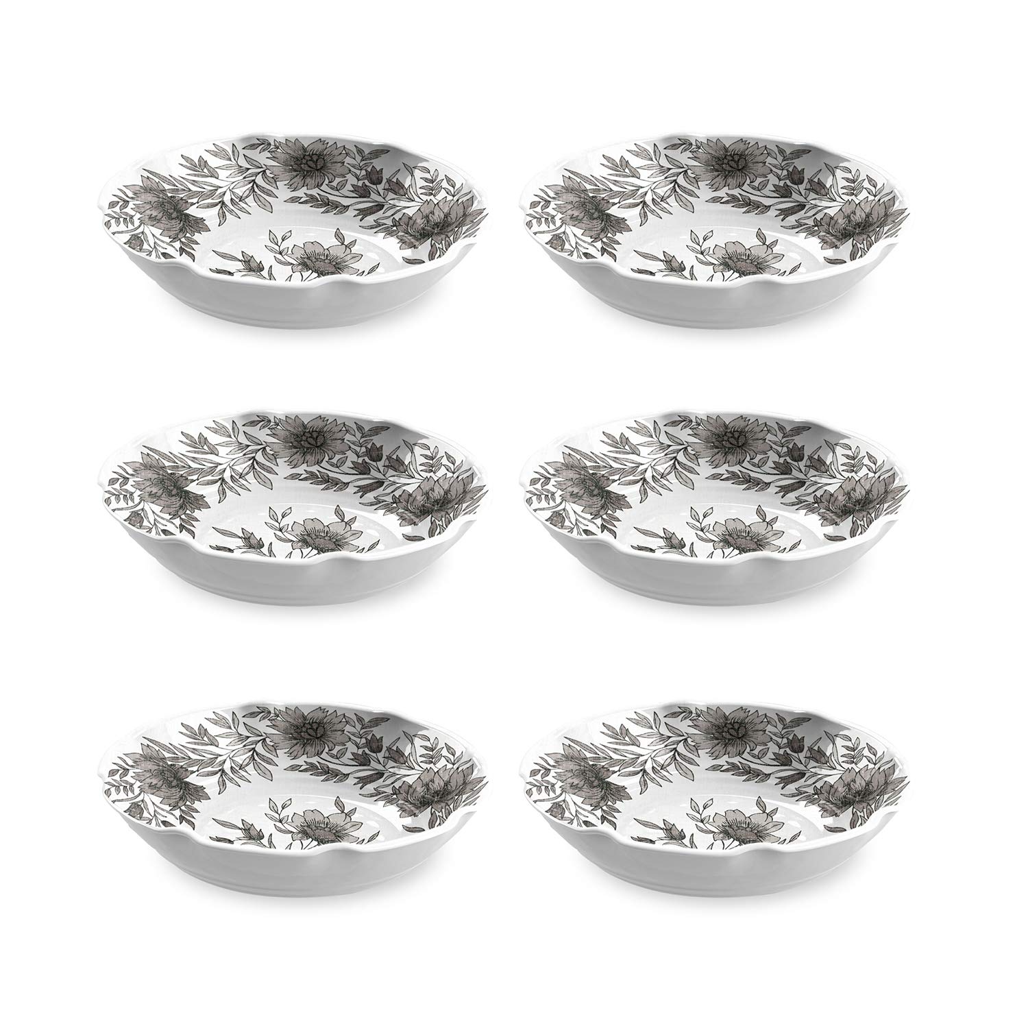 TarHong Farmhouse Botanical Pasta Bowl, 9", 39 oz, Melamine, Set of 6