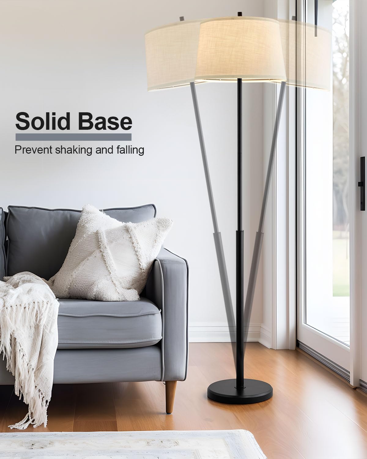 Oneach 61.75" Arch Floor Lamp for Living Room LED Tall Standing Light Black