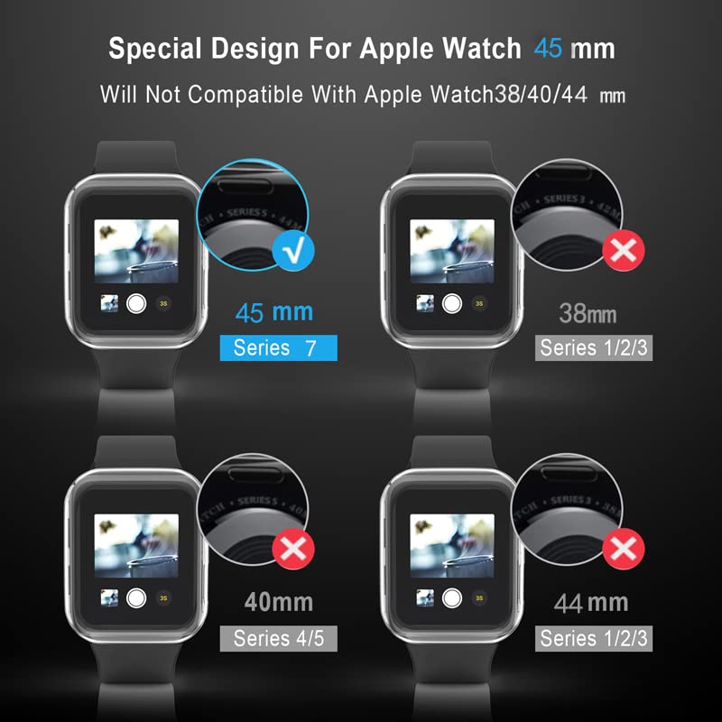 Sobrilli 4 Pack Case Tempered Glass Screen Protector Compatible with iWatch 38mm Series 3/2/1, Hard PC Bumper Case Protective Cover Frame Compatible with iWatch 38mm (Black/Rose Pink/Silver/Clear)