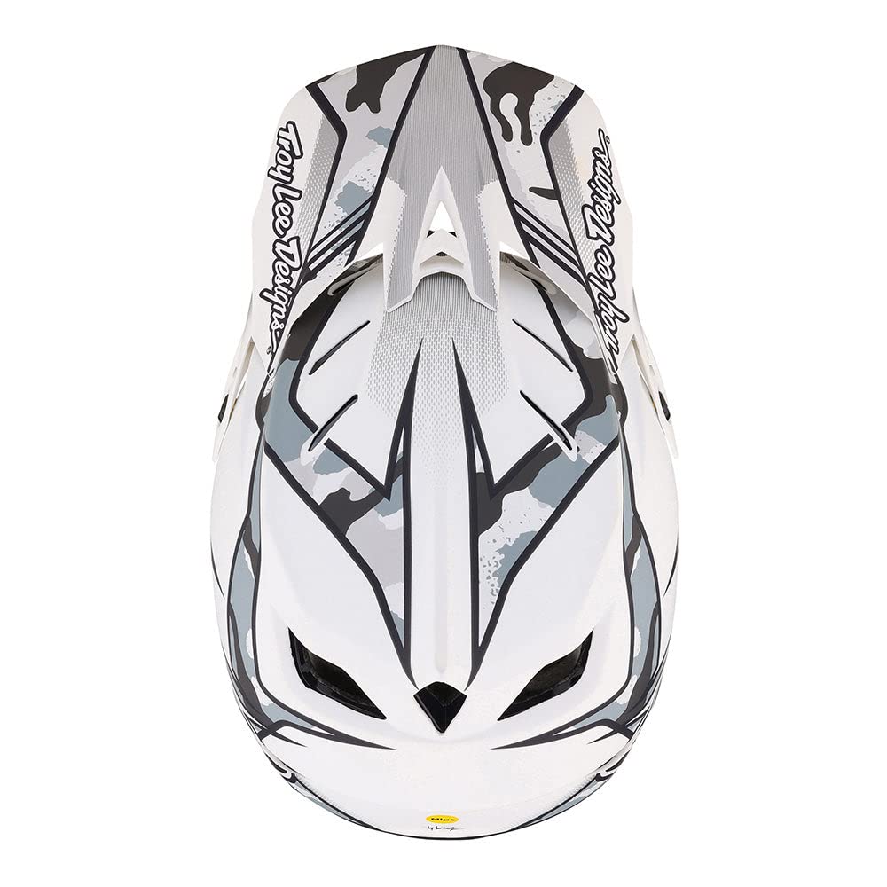 Troy Lee Designs Downhill D4 Composite Matrix Camo Full Face Bicycle Helmet for Max Ventilation Lightweight MIPS EPP EPS Racing Downhill BMX MTB DH - Adult Mens Womens Unisex (White, SM)