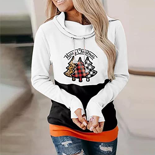 Women Christmas Print Casual Hoodies Loose Long Sleeve Fashion Top Pullover Spring and Autumn Sweatshirt