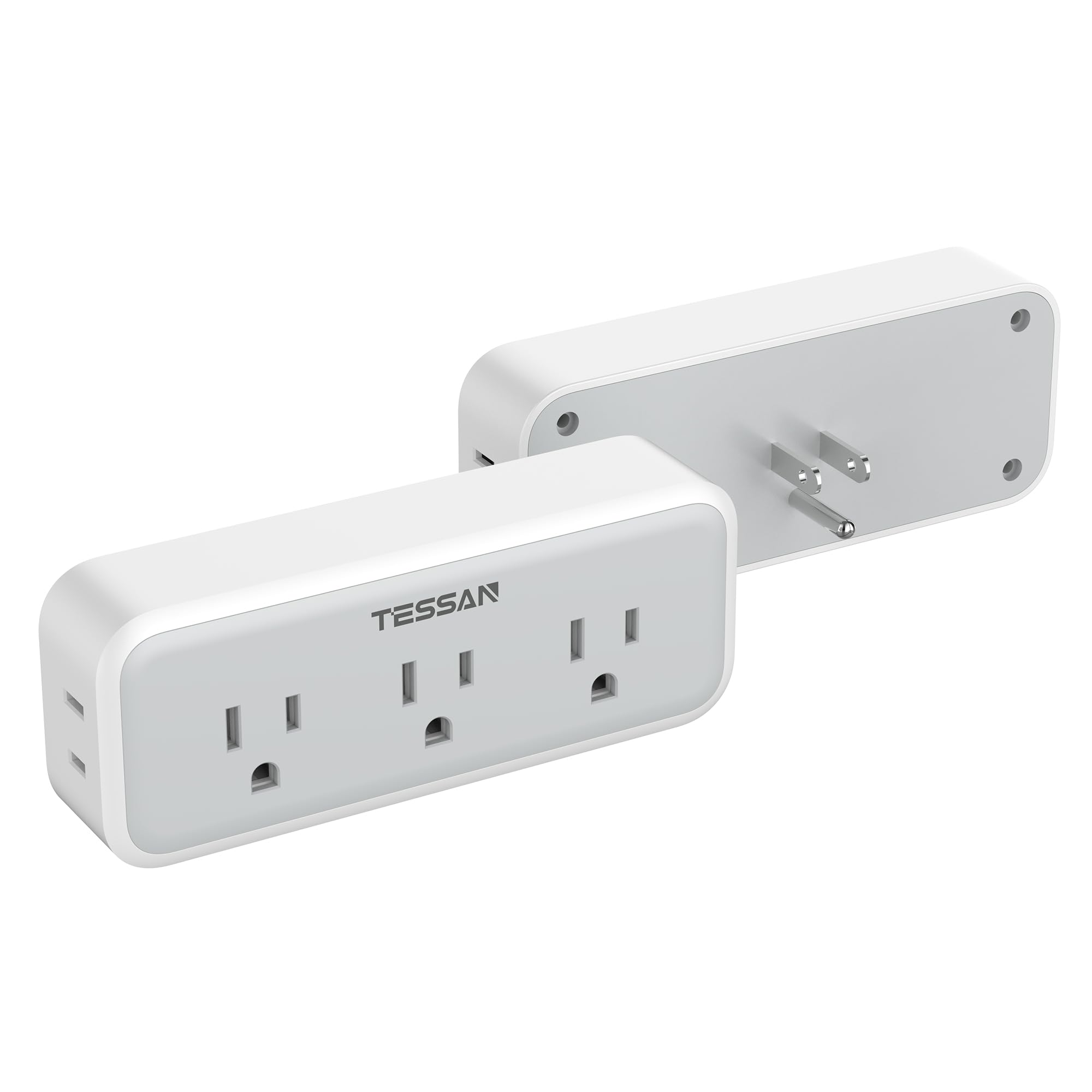Multi Plug Outlet Extender, TESSAN Surge Protector Wall Plug Splitter with 5 Electrical Outlet Expander, Multiple Plug Adapter for Travel Home Office,2 Pack