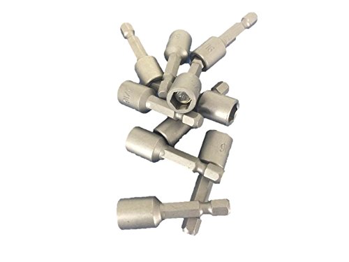 TEMO 10 pc Impact Ready 5/16 Inch Magnetic Nutsetter Set 1/4 Inch Shank