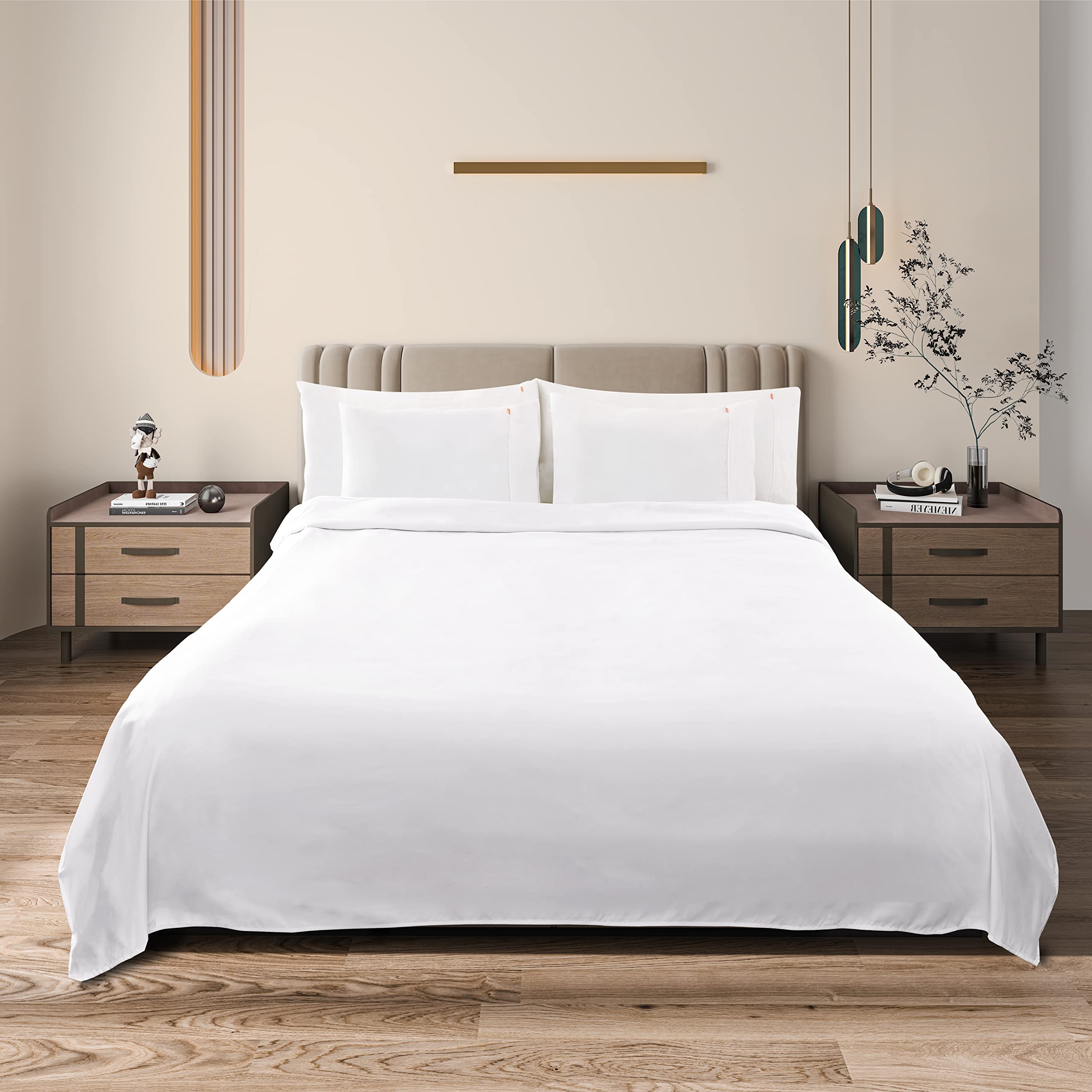 ONE CODE White Full Sheets Set 4 Piece, Series Soft Certified Recycled Microfiber Full Bed Sheets Set,Wrinkle Free & Breathable,Oeko-Tex Sheets,16" Deep Pockets Full Size Sheets(Full,White)