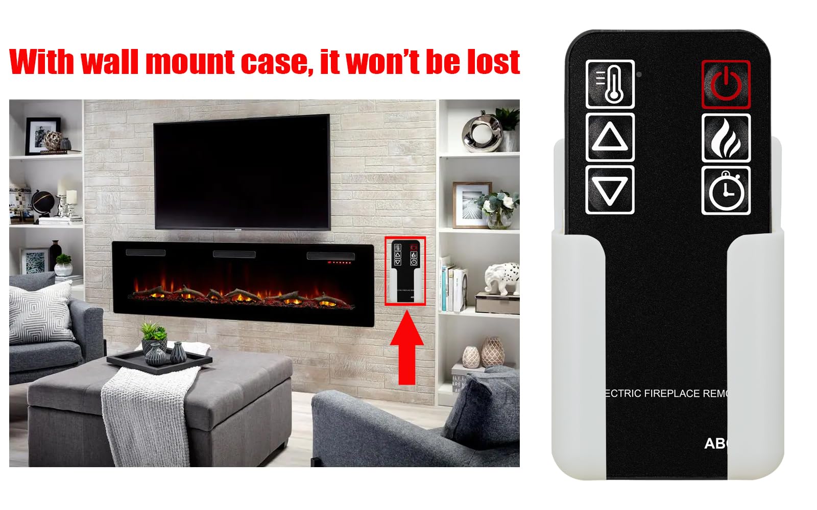 Replacement Remote Control for Whalen WSF36SH23C WSF36SH23M WMFP60EC-7 WSF42OW23W 3D Electric Firebox Indoor Fireplace Heater
