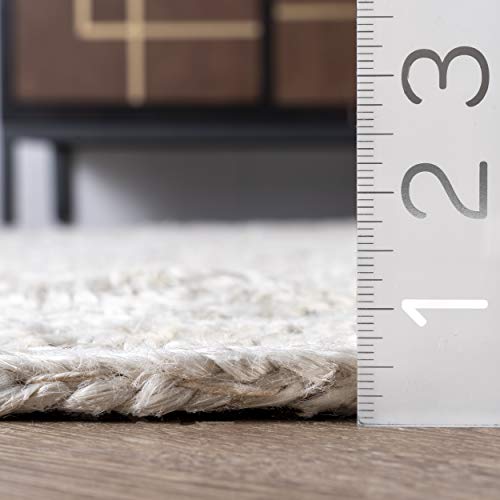 nuLOOM Bree Floral Braided Jute Accent Rug, 4' Round, Ivory