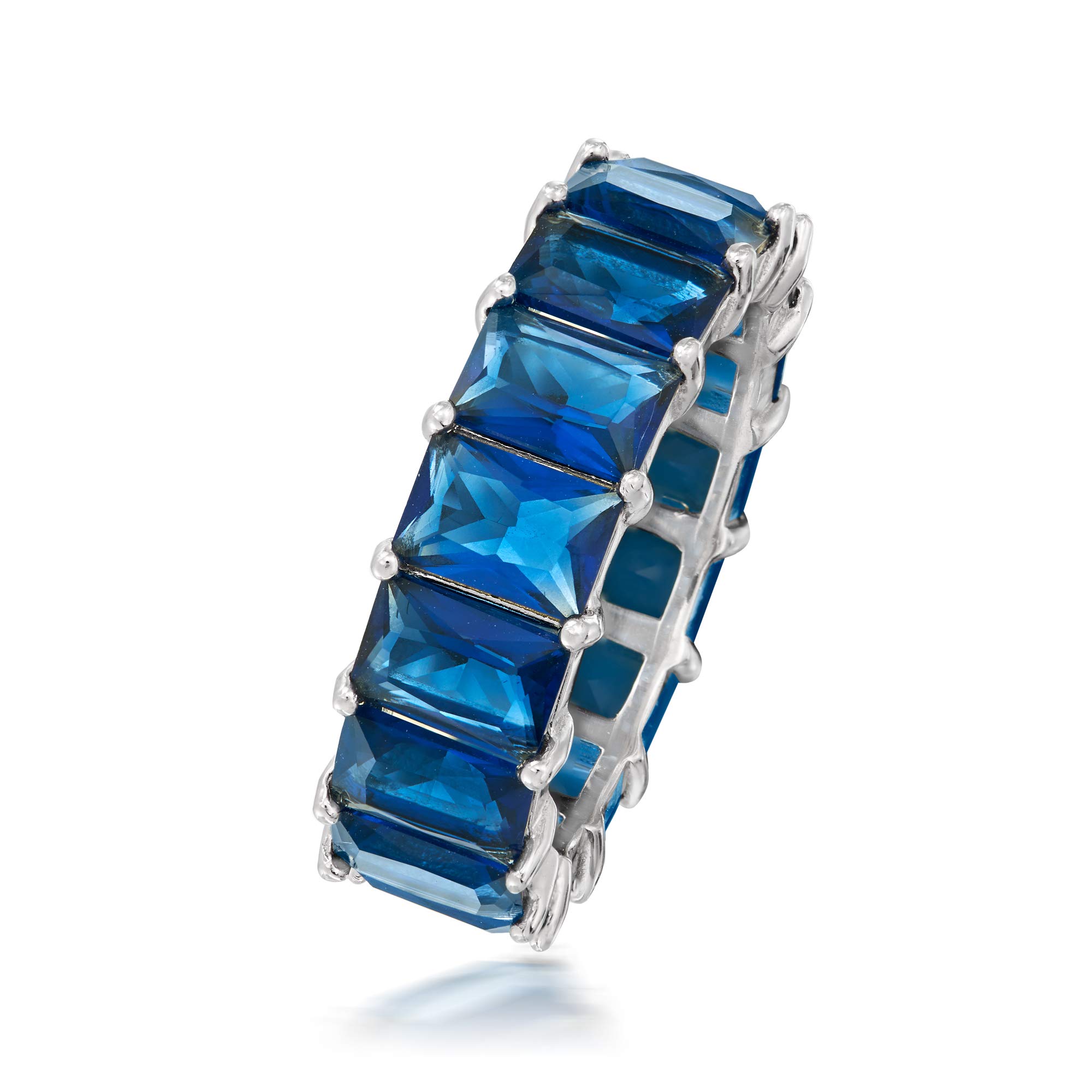 Ross-Simons 8.25 ct. t.w. Simulated Sapphire Eternity Band in Sterling Silver. Size 6