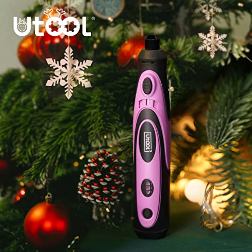 UtooL Cordless Rotary Tool Kit 4V with 42 Accessories, USB Charging Cable and 3-Speed Mini Rotary Tool for Nail Trimming, Cutting, Drilling, Etching, Sanding, Engraving, Polishing & DIY Crafts, Pink