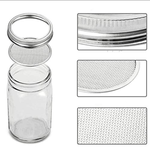 Sprouting Jar Lid (32oz Glass Jars) with 4 Pack Stainless Steel Sprouting Stands for Wide and Wide Mouth Mason Jar for Growing Organic Sprouts, Stainless Steel, 4 Pack
