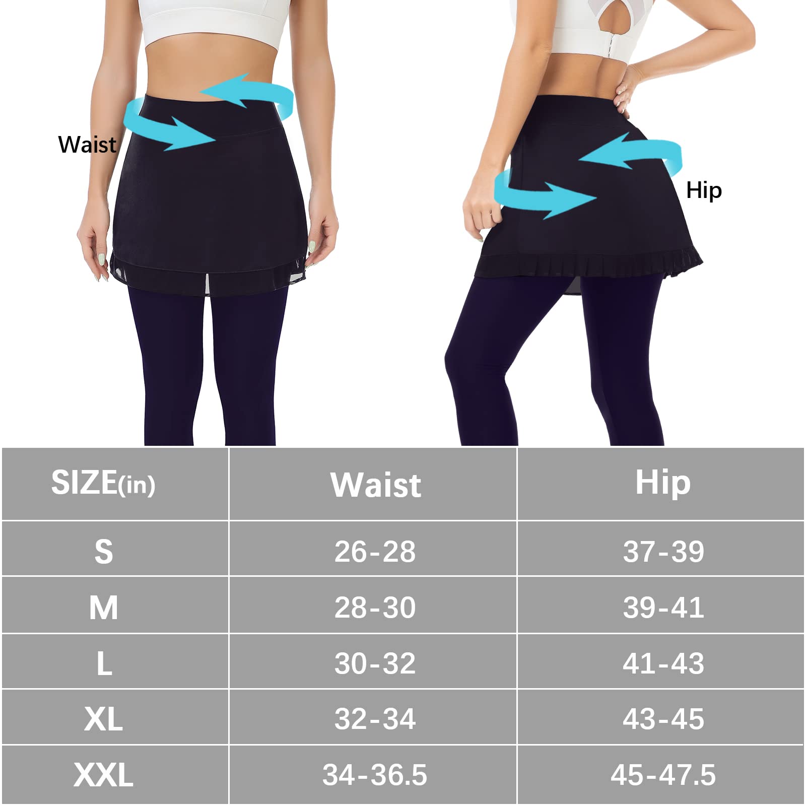 WOWENY Skirted leggings Athletic Golf Leggings with Attached Skirt Skorts Skirts with Capri Leggings Workout