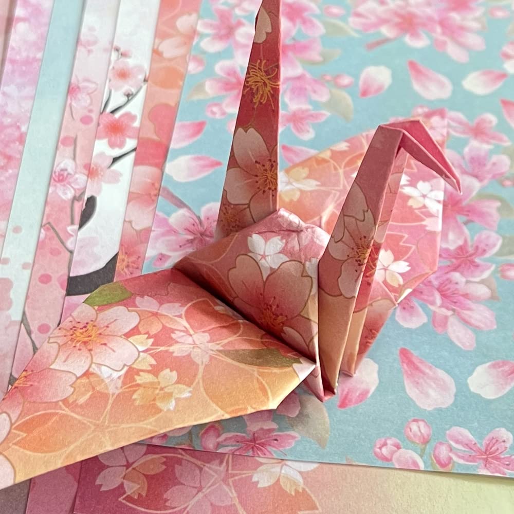 Origami 6x6 Paper Kit 100 Sheets 24 Vivid Colors Double Sided Same Printed Traditional Patterns Square for Arts Crafts Projects Japan traditional Chiyo willow & sky