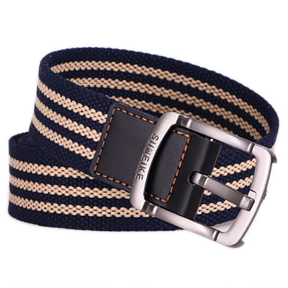 VISDEA Breathable Canvas Web Belts Men Casual Jeans Belt Wide 3.5cm (Blue, 110cm(Fit Waistline 28-36''))