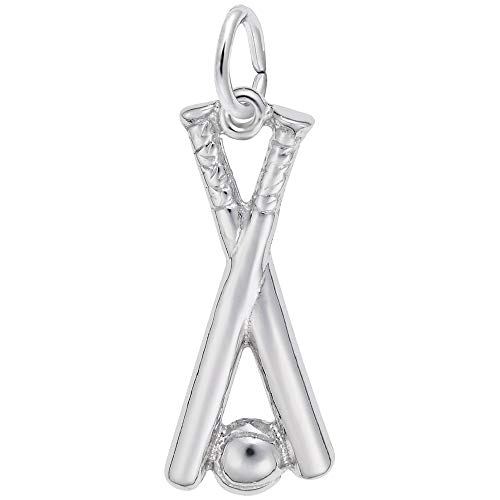 Rembrandt Charms 925 Sterling Silver Ball & Bat Charm Pendant