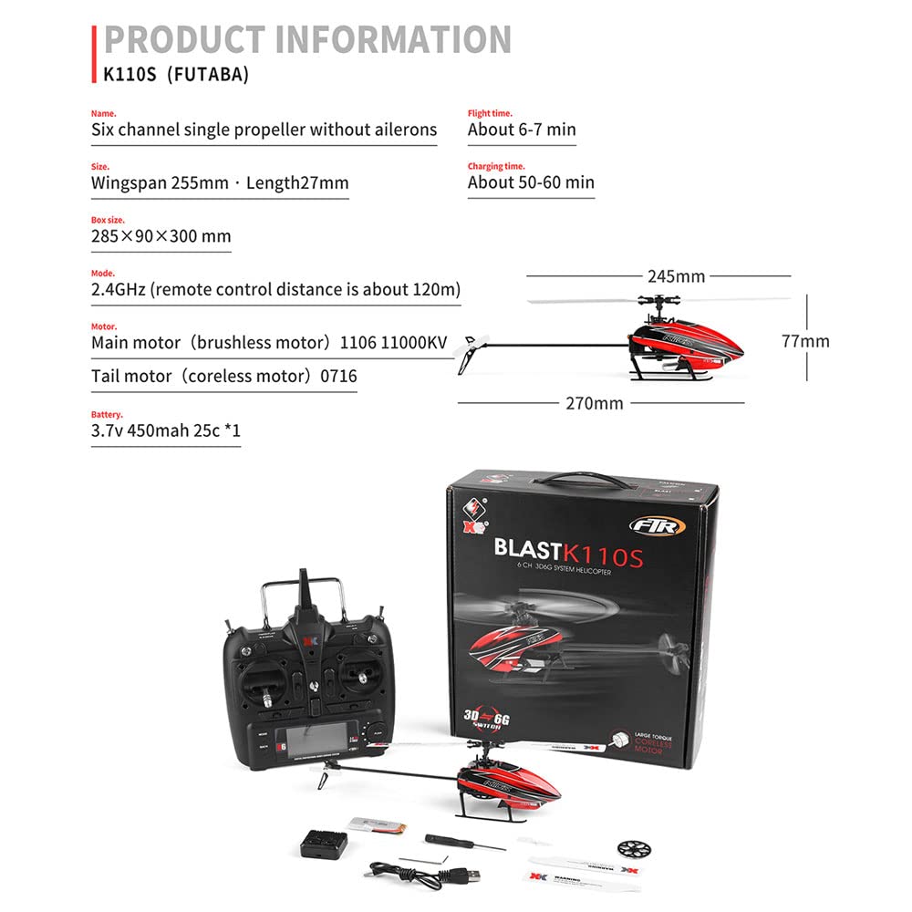 ZRYYWAN 6CH Brushless Motor RC Helicopter RTF 2.4G Electric Remote Control Helicopter 3D&6G System Aileronless Helicopter Drone Airplane Simulation Fighter Altitude Hold Helicopter